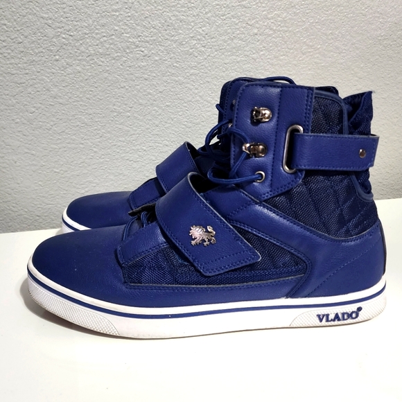 Vlado | Shoes | Mens Vlado Atlas 2 High Top Blue Sneakers Laced With ...